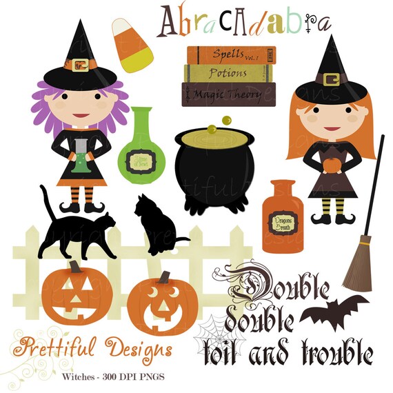 Halloween Witch Clip Art for Personal or Commercial Use - Spooks On by ...