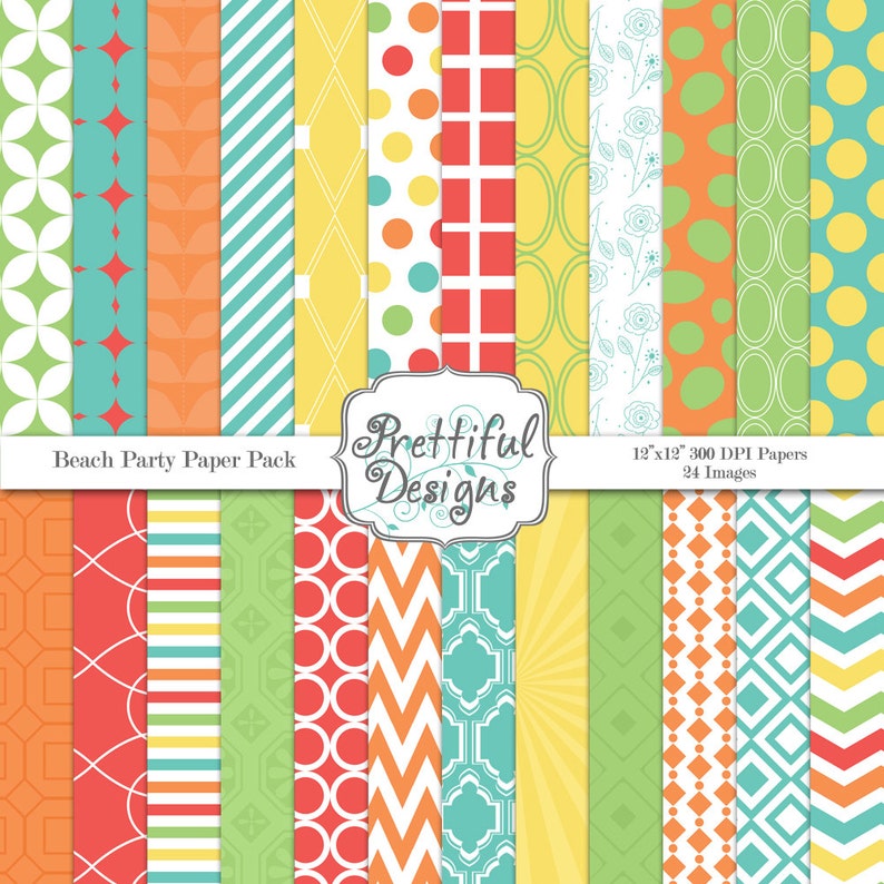 Beach Party Digital Scrapbook Kit Scrapbooking Paper Digital - Etsy