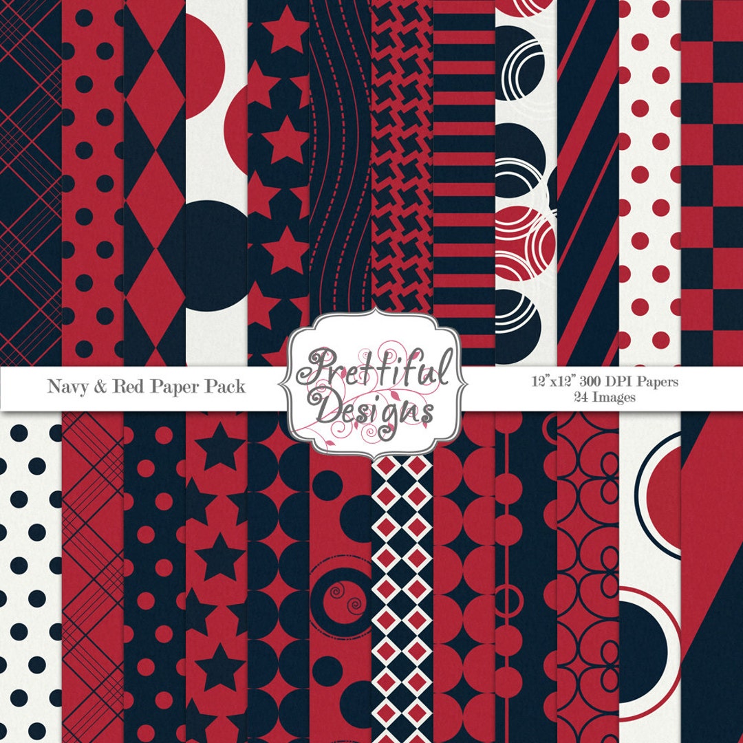 Digital Paper Pack Personal and Commercial Use Sports Team Colors Navy ...