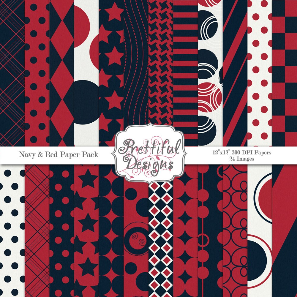Digital Paper Pack Personal and Commercial Use Sports Team Colors Navy ...