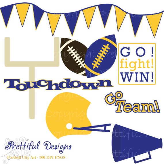 Football Clip Art - Personal or Commercial Use Blue and Yellow by ...