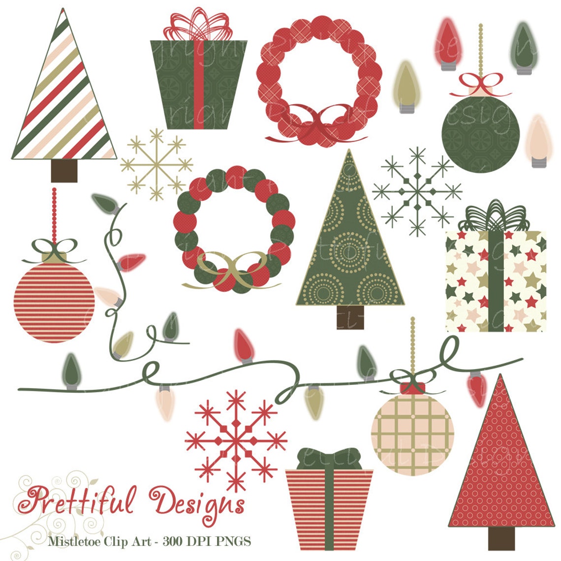 Traditional Christmas Clip Art Commercial Use Vintage Christmas - Etsy