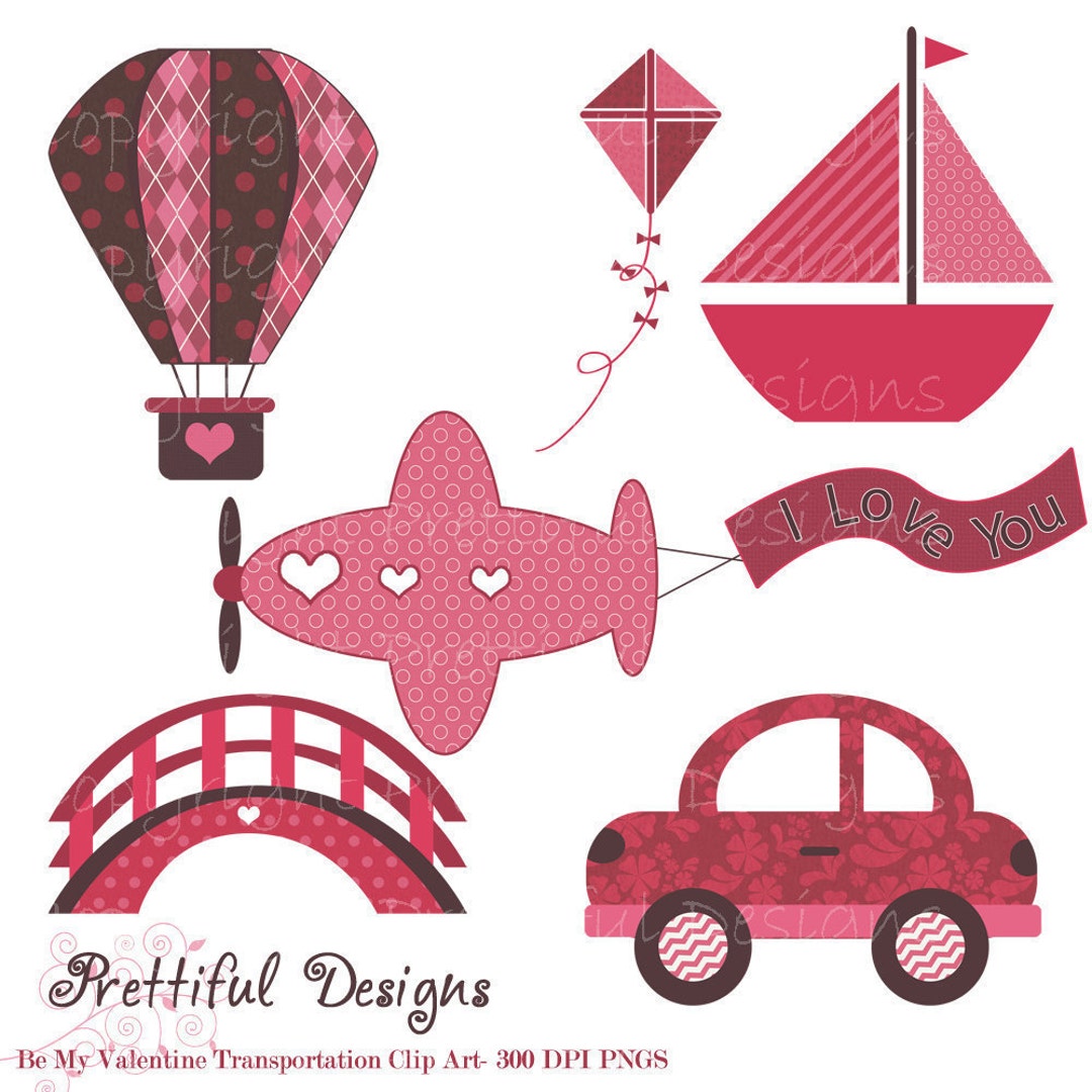 Valentine Transportation Clip Art for Digital Scrapbooking, Invitations ...