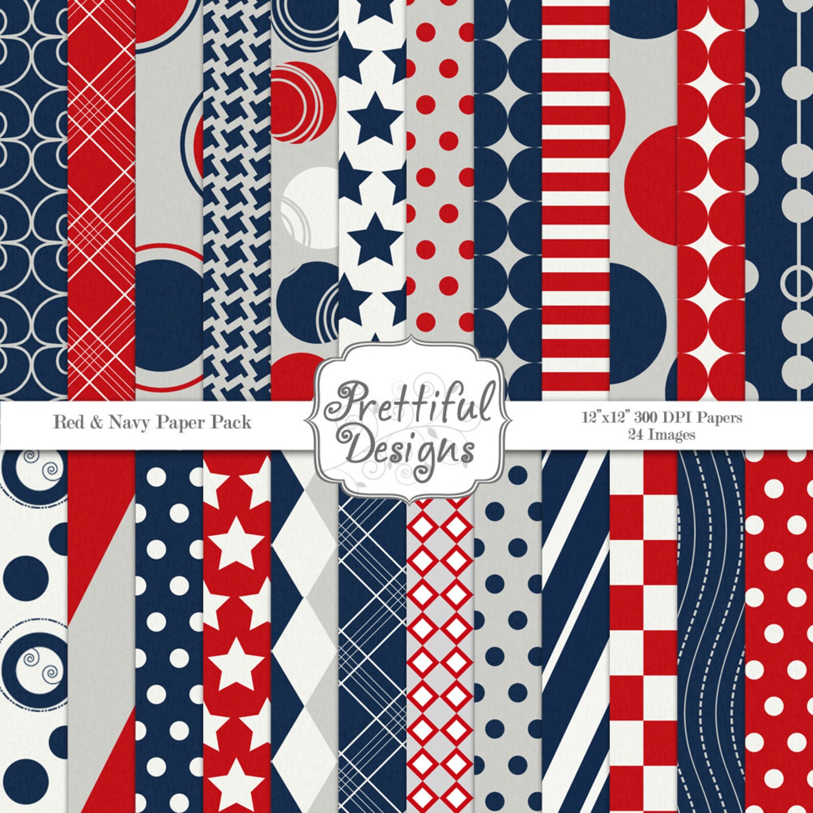 4th of July Digital Paper Pack Personal and Commercial Use Patriotic - Etsy
