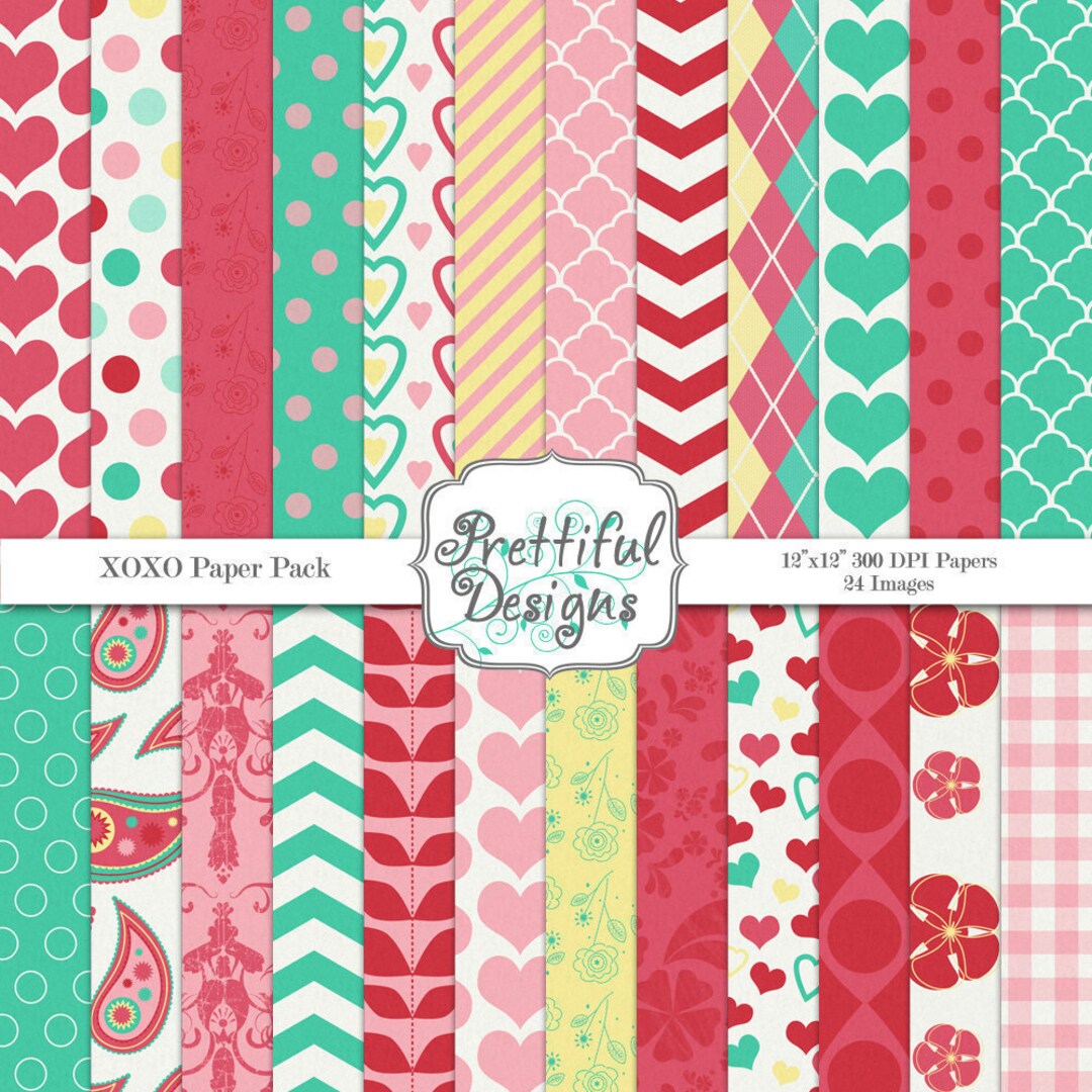 Valentine Digital Papers Commercial Use Digital Paper Pack - Etsy