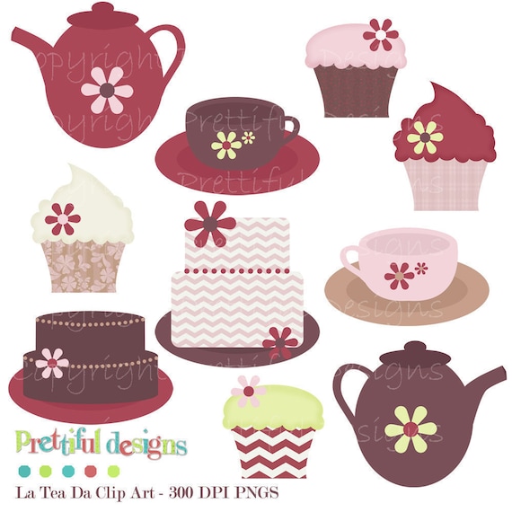 Tea Party Clip Art - Personal or Commercial Use by Prettiful Designs ...