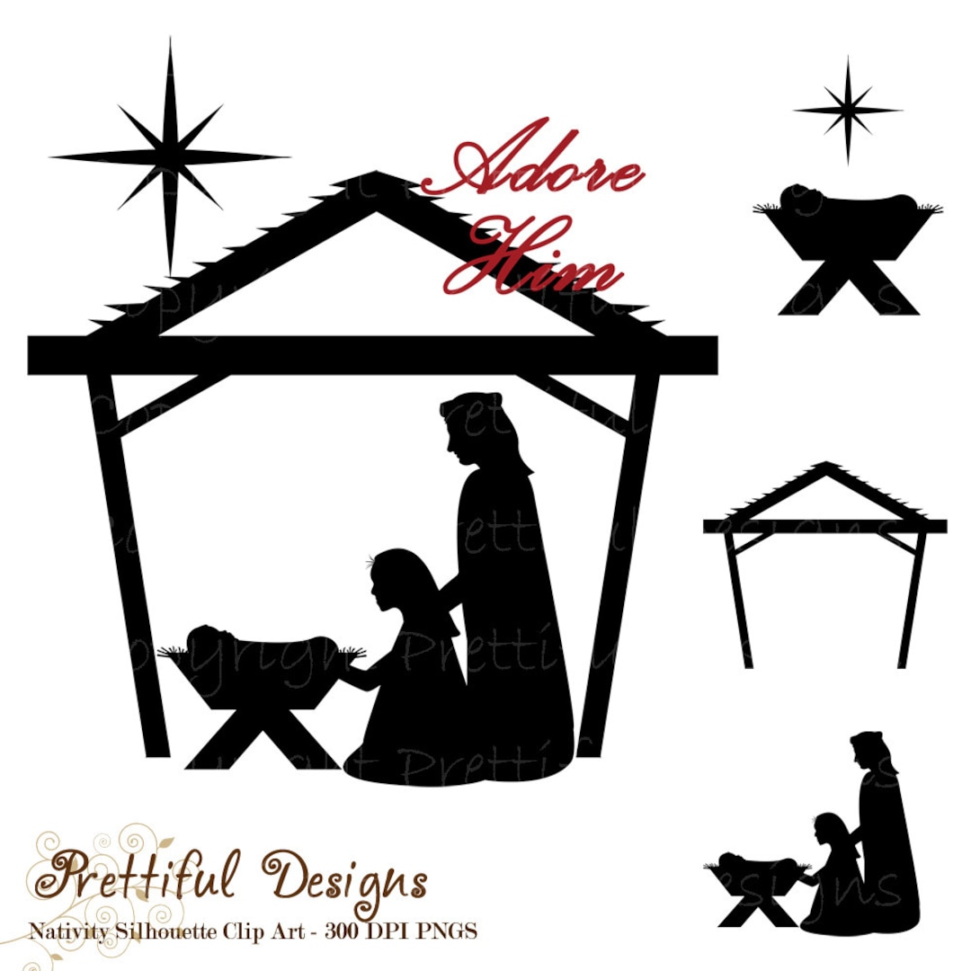 Nativity Silhouette Clip Art Christmas Clipart for Commercial Use - Etsy