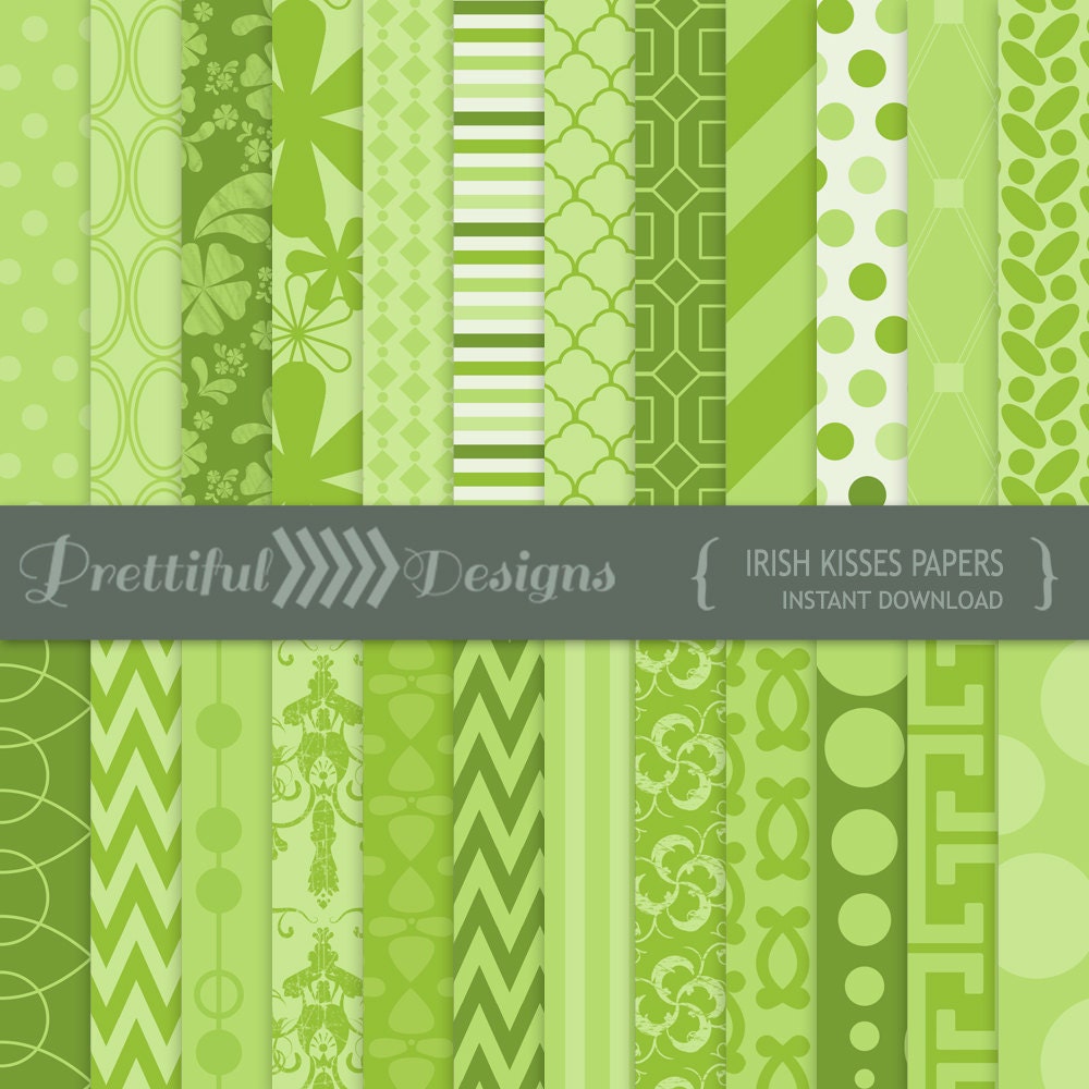 St Patricks Day Digital Paper Pack Commercial Use Green - Etsy