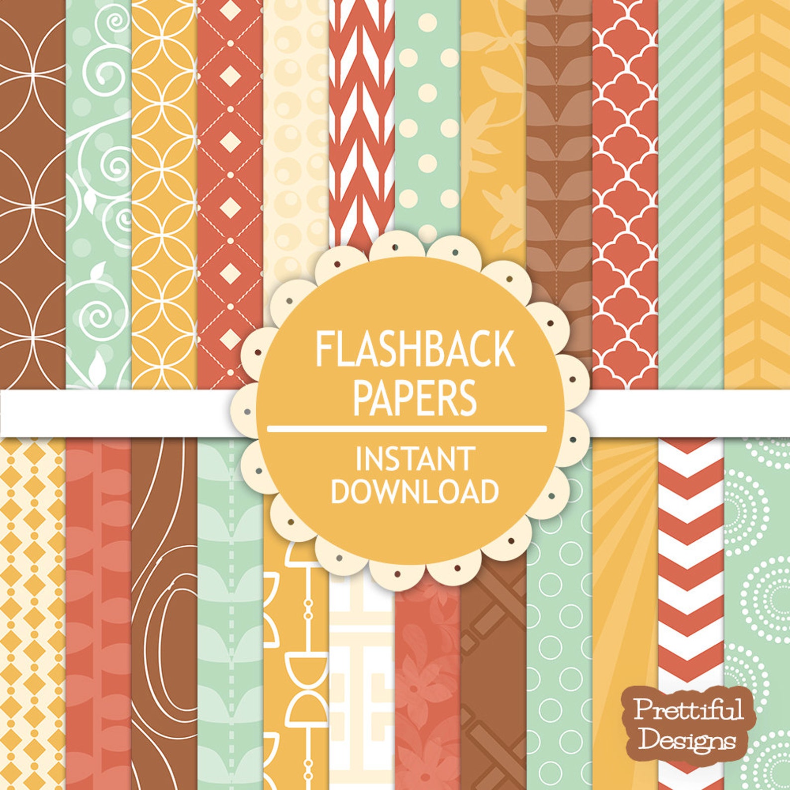 Fall Digital Scrapbook Paper Autumn Printable Background Retro - Etsy