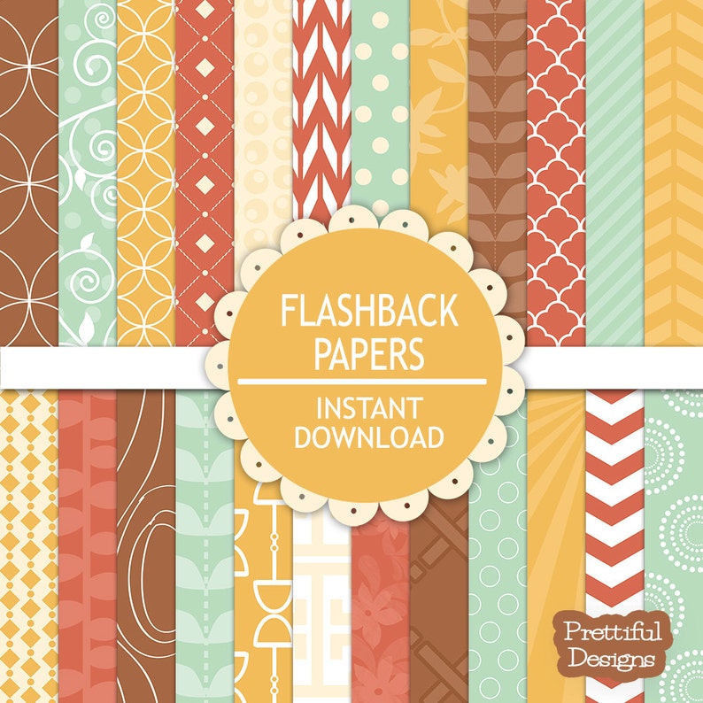 Fall Digital Scrapbook Paper Autumn Printable Background Retro - Etsy