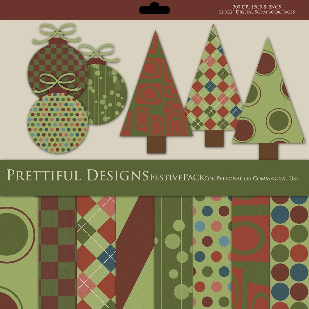 Christmas Digital Kit Digital Paper and Clip Art Pack and - Etsy