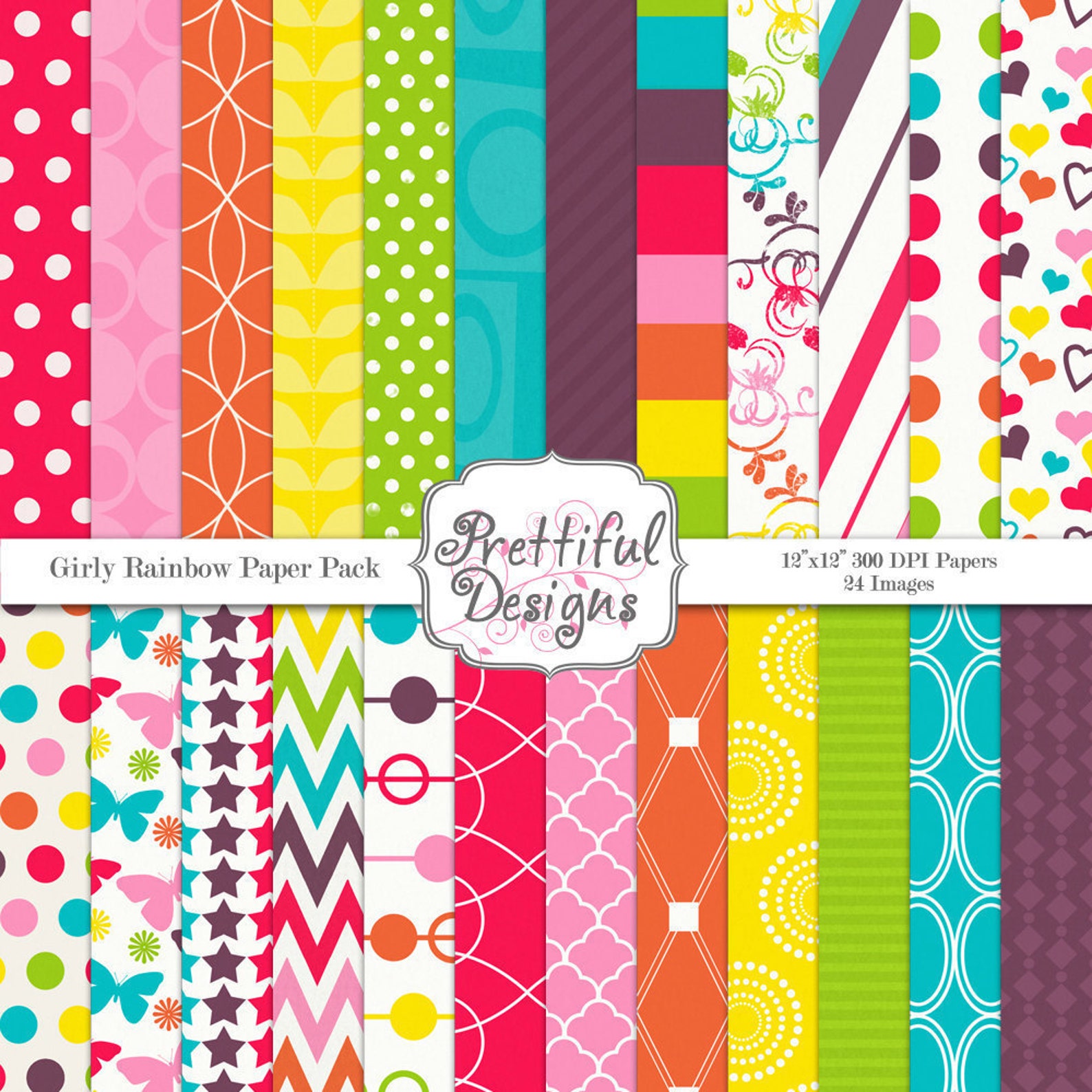 Rainbow Digital Paper Pack for Commercial Use - Etsy