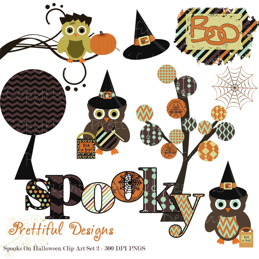 Halloween Clip Art for Personal or Commercial Use Spooks on Set 2 - Etsy