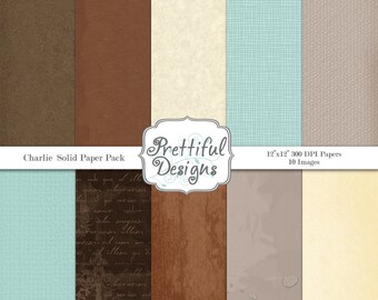 Brown, Green and Blue Digital Paper, Scrapbook Papers, Wallpaper ...