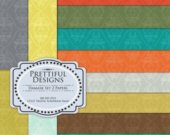 Damask Digital Paper: damask LIGHT Gray Digital Papers With Vintage ...