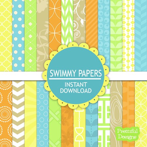 Yellow and Blue Sports Team Digital Scrapbook Paper | Etsy