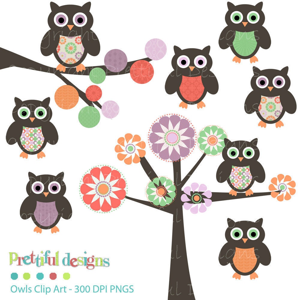 Owl Clip Art Spring Clipart for Commercial Use - Etsy