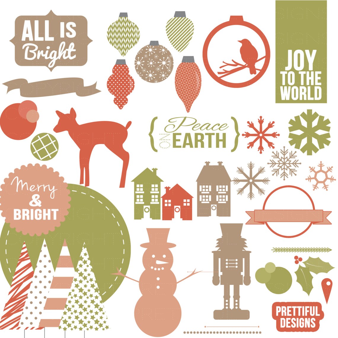 Christmas Clip Art for Cards Design Commercial Use Tree - Etsy