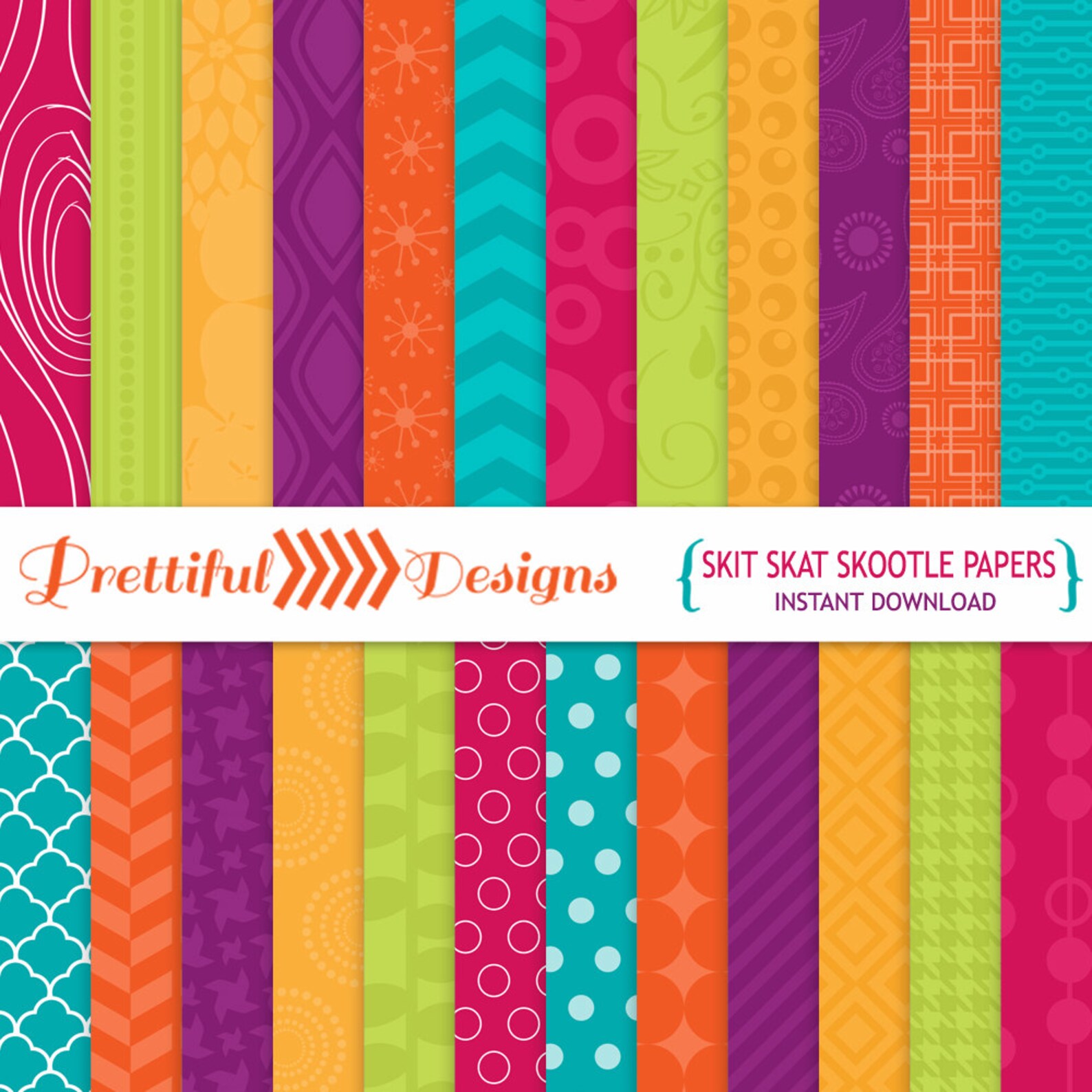 Bright Digital Paper Rainbow Colors Commercial Use Skit Skat Skootle - Etsy