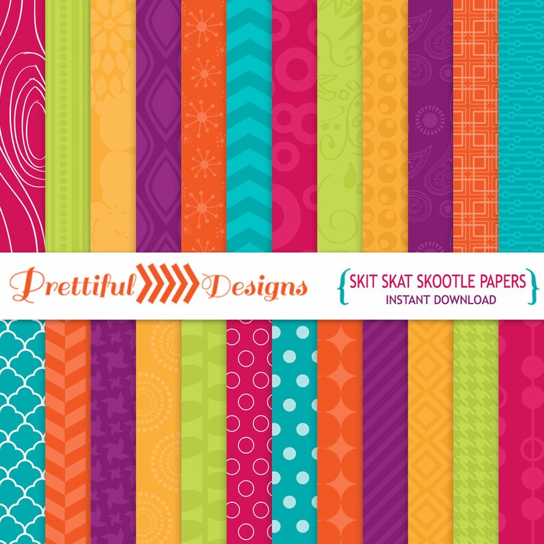 Bright Digital Paper Rainbow Colors Commercial Use Skit Skat Skootle - Etsy