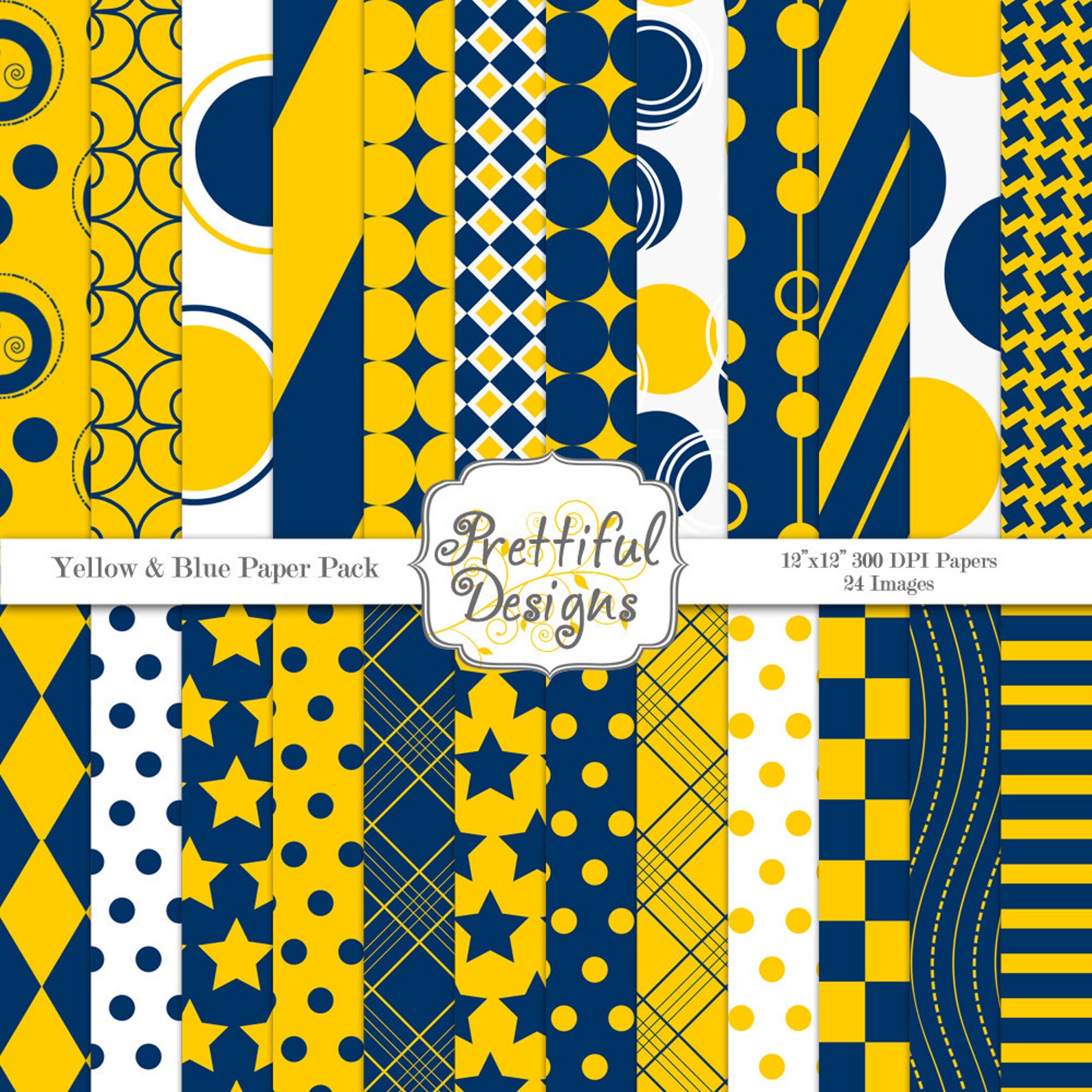 Yellow and Blue Sports Team Digital Scrapbook Paper - Etsy