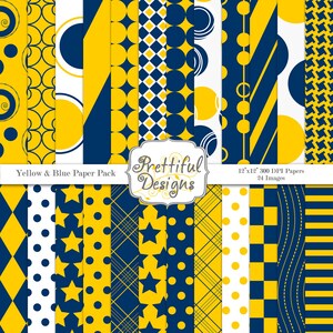 Yellow and Blue Sports Team Digital Scrapbook Paper | Etsy