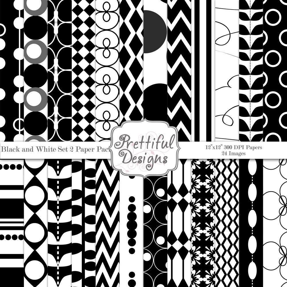Black and White Digital Paper Pack Commercial Use - Etsy