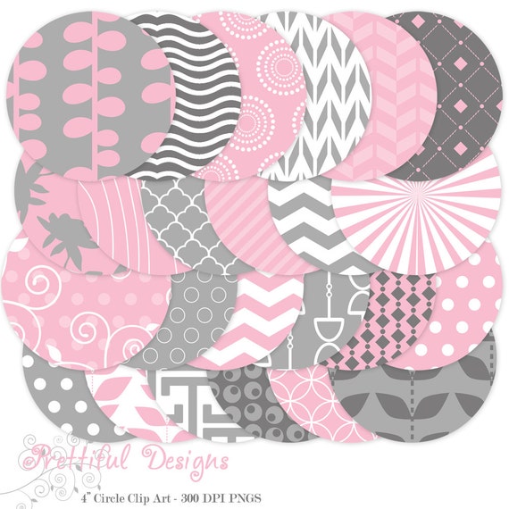 4" Circle Clip Art Pink and Gray Commercial Use Circle Supplies by ...
