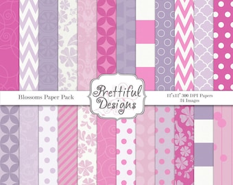 Digital Paper Pack Personal and Commercial Use Pink and Purple Polka ...