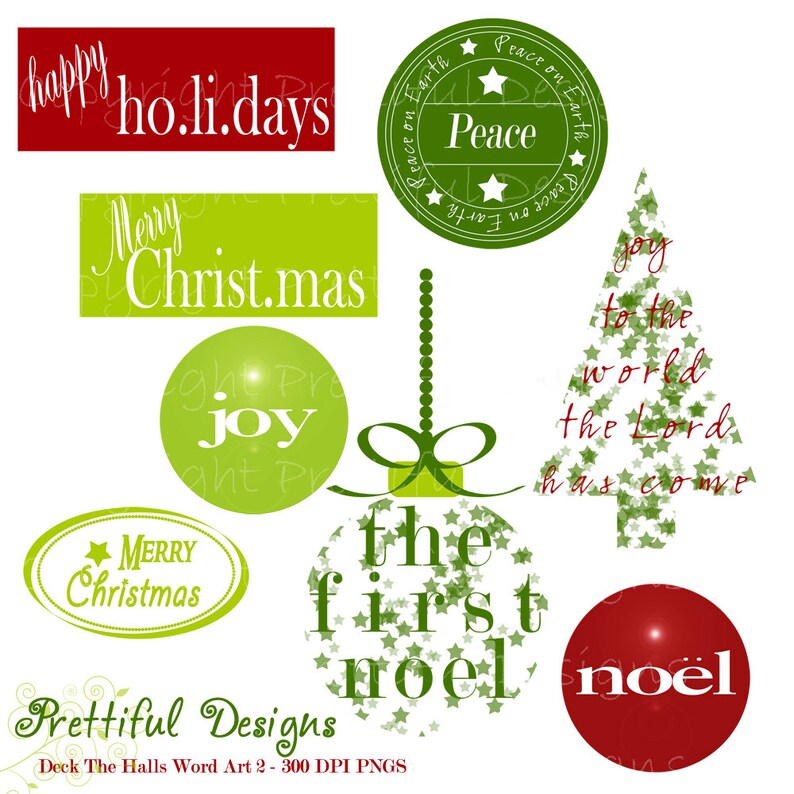 Christmas Word Art - Personal or Commercial Use - Mistletoe Set 2 - Etsy