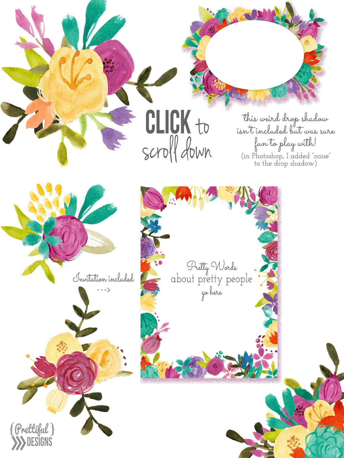 Watercolor Flower Clip Art Commercial Use 70 Individual - Etsy