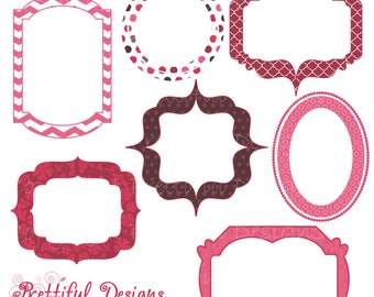 Valentine Frame Digital Clipart I Love You Digital Frame Pink Frame ...