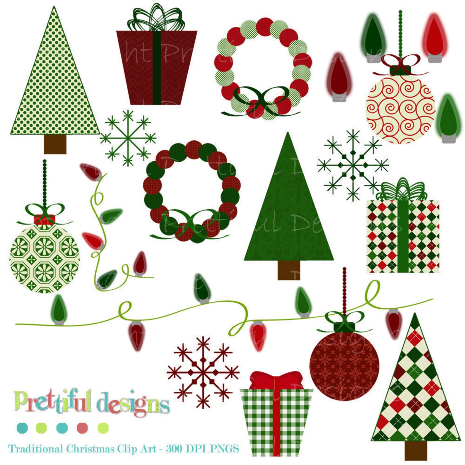 Traditional Christmas Clip Art Personal or Commercial Use - Etsy