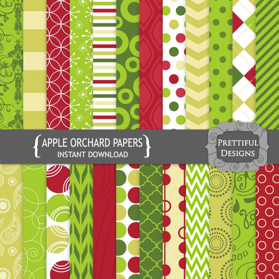 Digital Christmas Paper Digital Scrapbook Paper Green and Red Digital ...