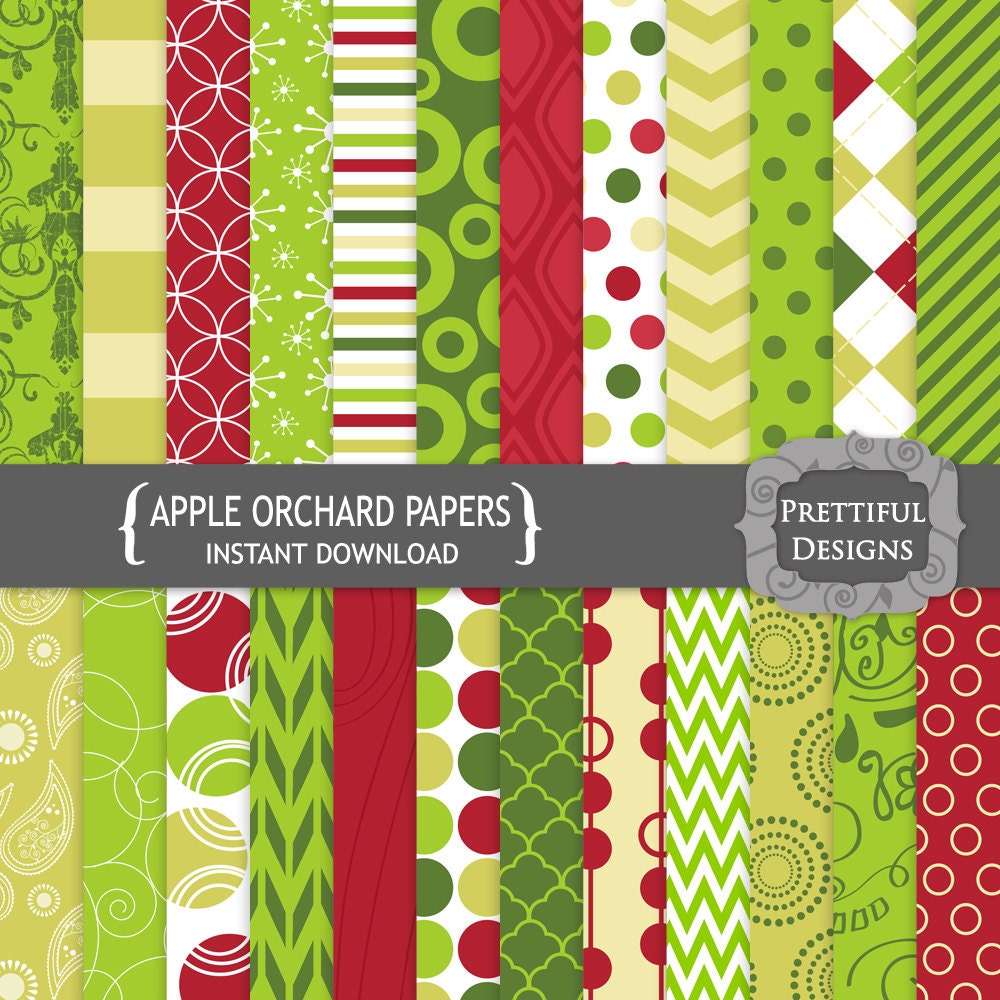 Digital Christmas Paper Digital Scrapbook Paper Green and Red Digital ...