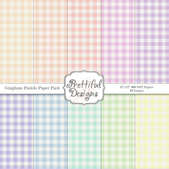 Pastel Gingham Digital Paper Pack Commercial Use by Prettiful Designs ...