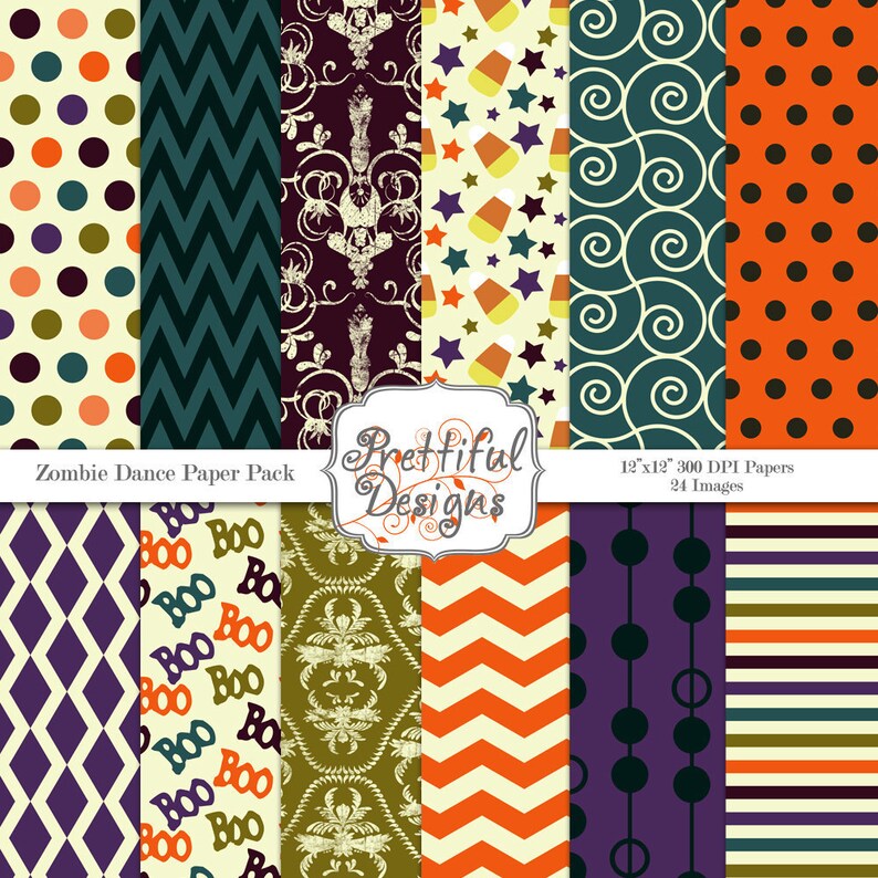 Halloween Digital Paper Pack for Scrapbooking, Invitations, Card Making ...