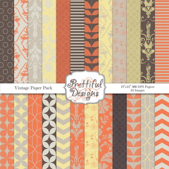 Vintage Digital Paper Pack - Personal and Commercial Use - Vintage ...