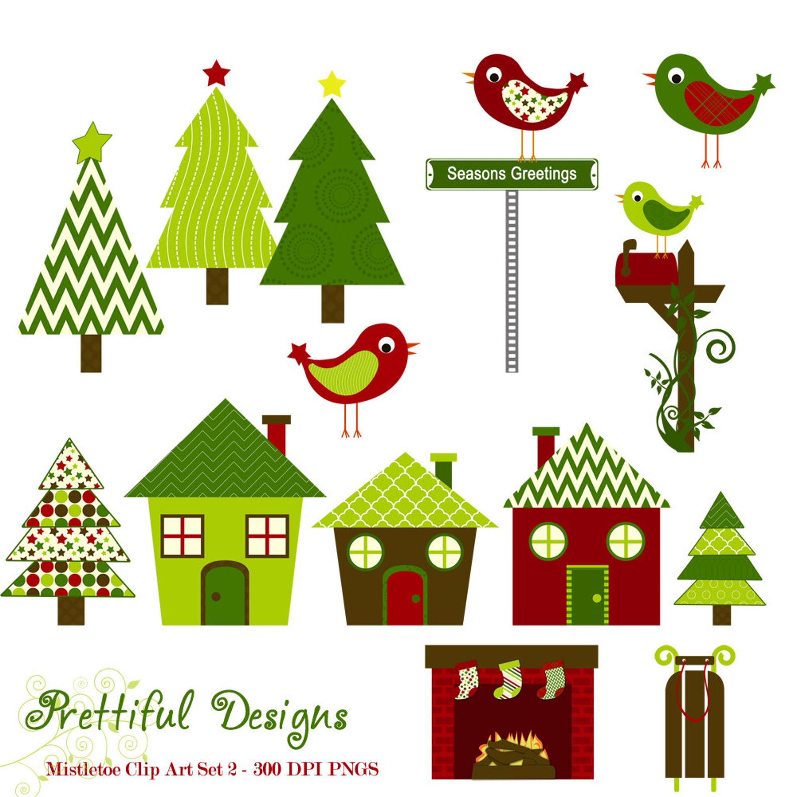 Christmas Clip Art Personal or Commercial Use Mistletoe - Etsy