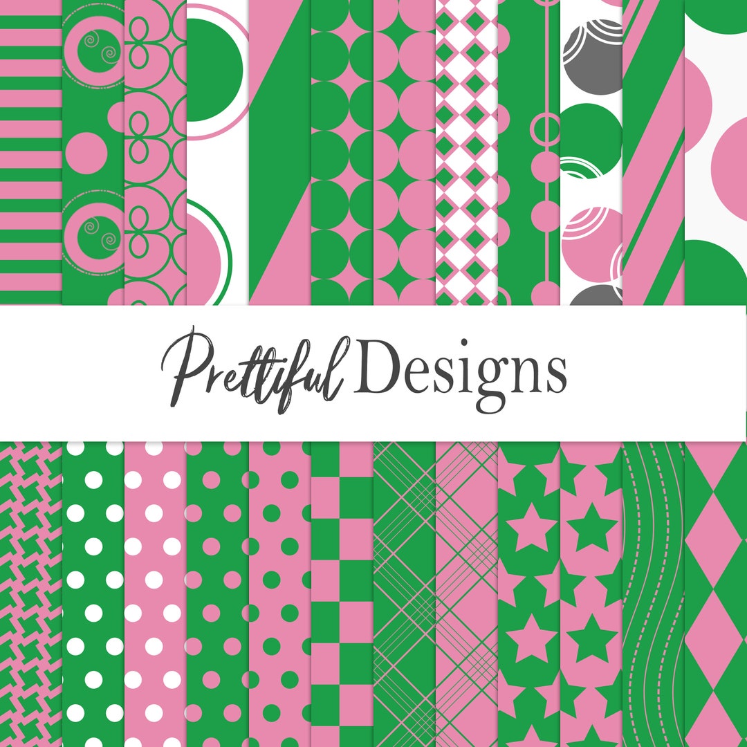 Pink and Green Modern Christmas Digital Paper Scrapbook Background ...