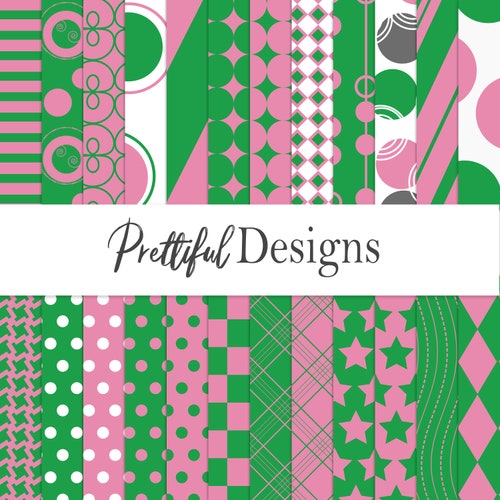 Pink and Lime Green Digital Paper Scrapbook Papers - Etsy