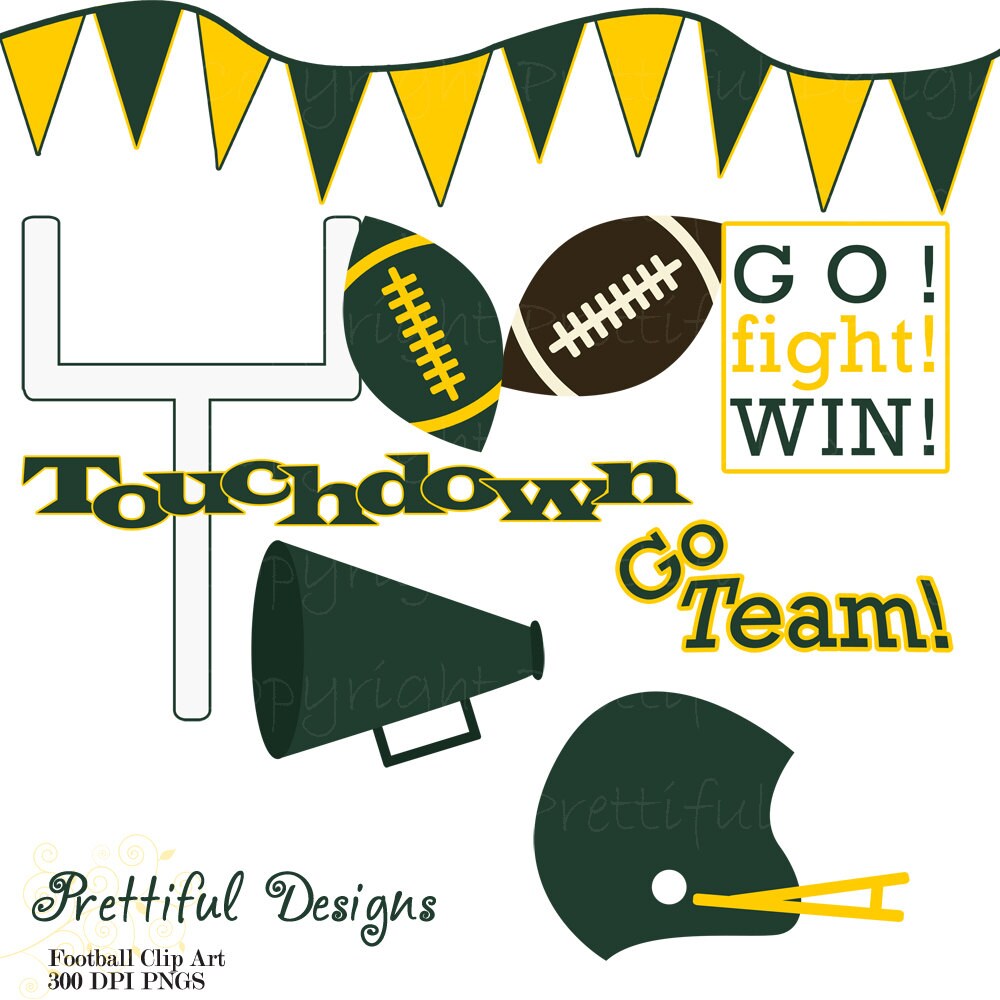 Football Clip Art Personal or Commercial Use Green and Yellow - Etsy