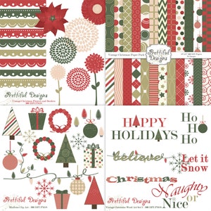 Christmas Digital Scrapbook Kit With Papers, Frames, and Clip Art ...