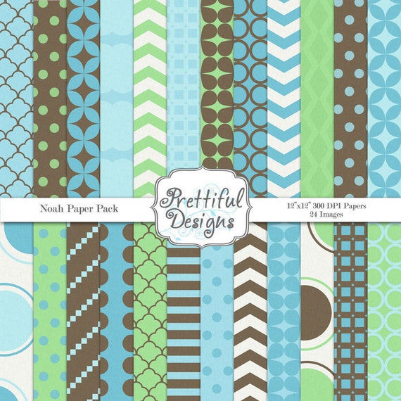 Boy Baby Shower Digital Paper Pack Commercial Use by Prettiful Designs ...