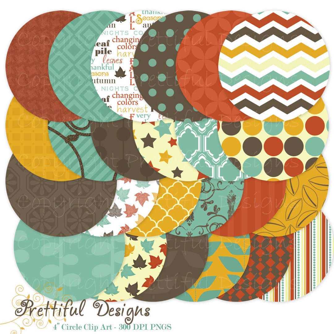 Fall Inspired 4 Circle Clip Art for Personal and Commercial Use Crisp ...