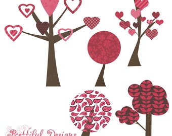 Love Tree Clipart Set, Wedding Tree Clip Art, Valentine Tree Clipart ...