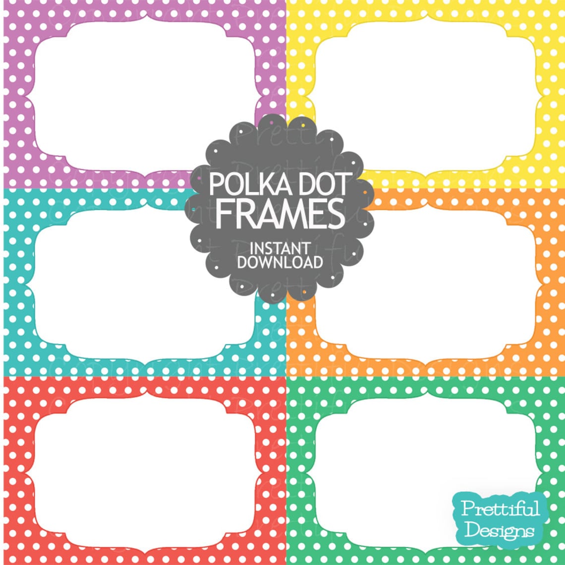 Polka Dot Digital Frames Clip Art Commercial Use Instant Download - Etsy