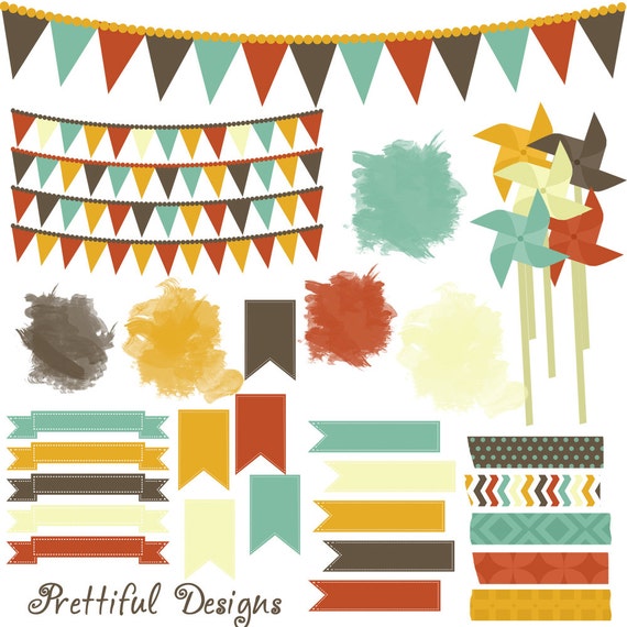 Fall Clip Art Washi Tape Clip Art Pinwheel Banner Pendant Flag | Etsy