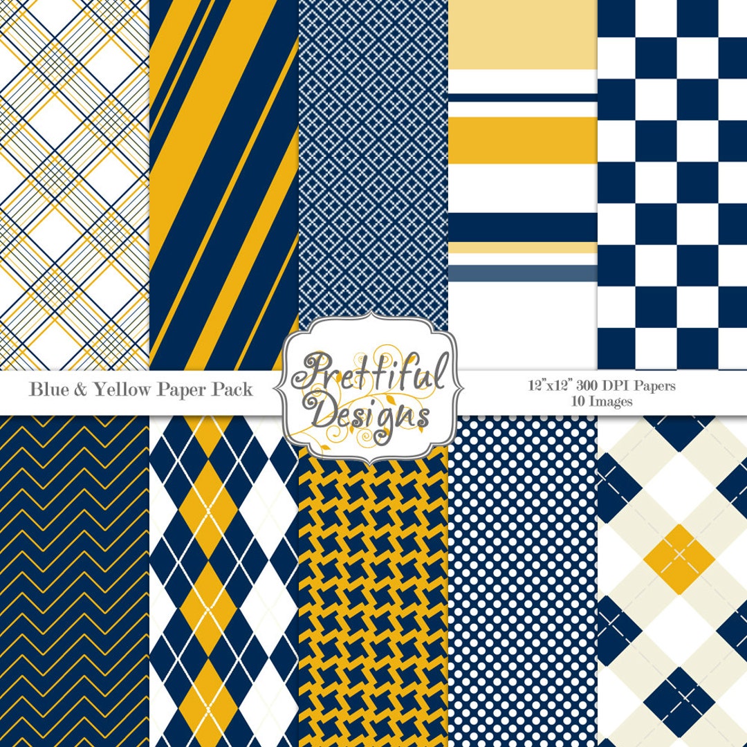 Digital Paper Pack Sports Team Color Blue and Yellow - Etsy