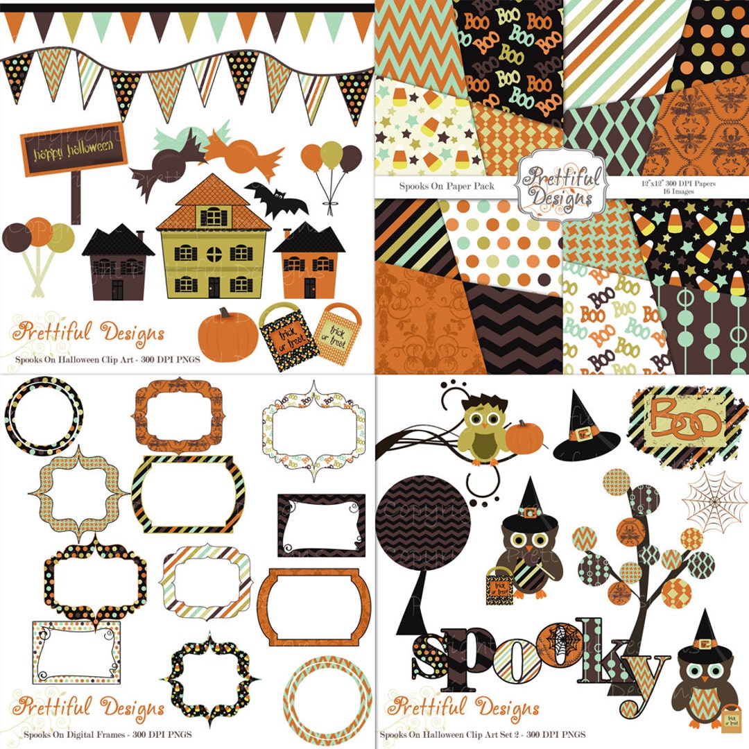 Halloween Digital Scrapbook Kit Spooks On - Etsy